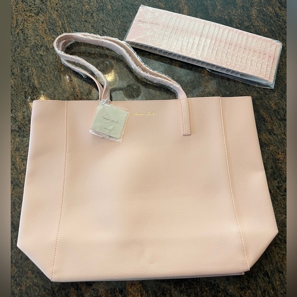 Monique Lhuillier | Bags | Monique Lhuillier Pink Tote Bag Faux Leather ...